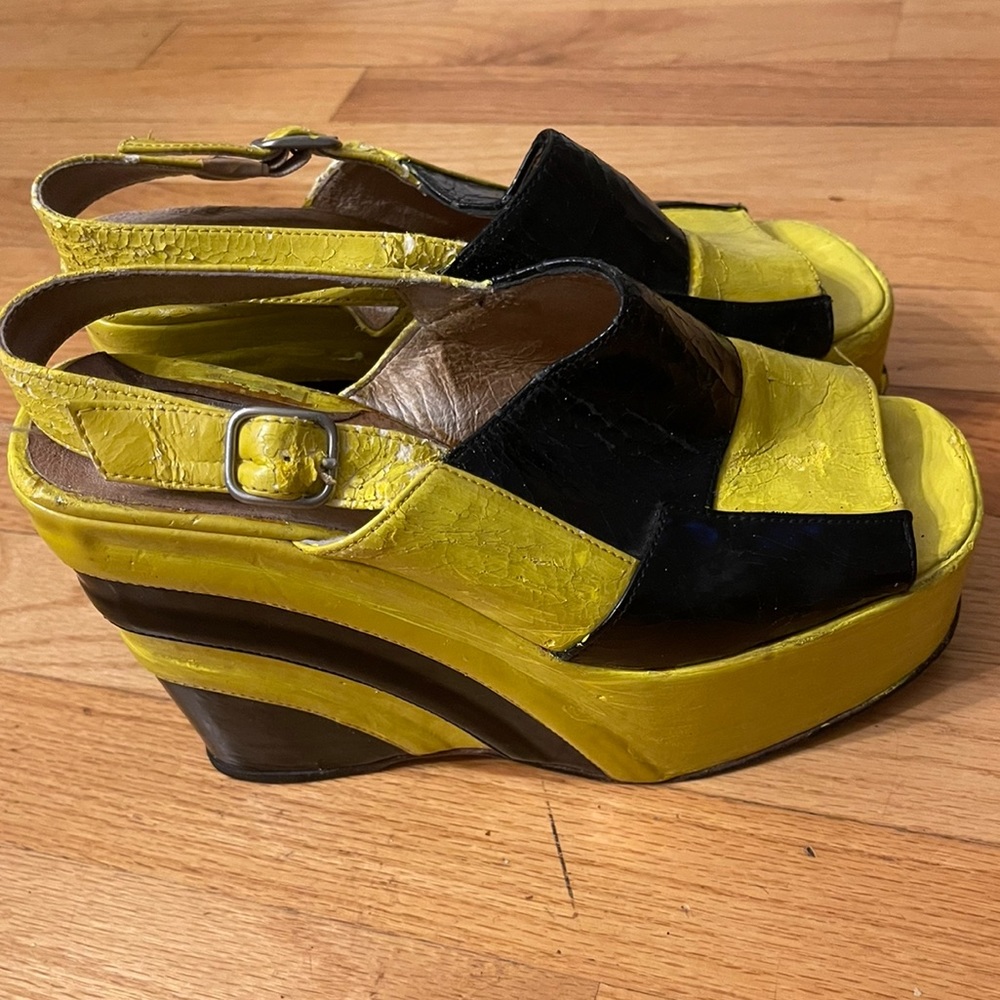 Steve Madden Vtg 90’s Crinkle Patton Leather Platform… - Gem